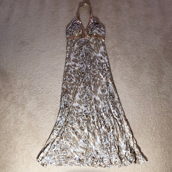 Nordstrom | Dresses | Nina Austin Leopard Print Beaded Halter Top Gown | Poshmark